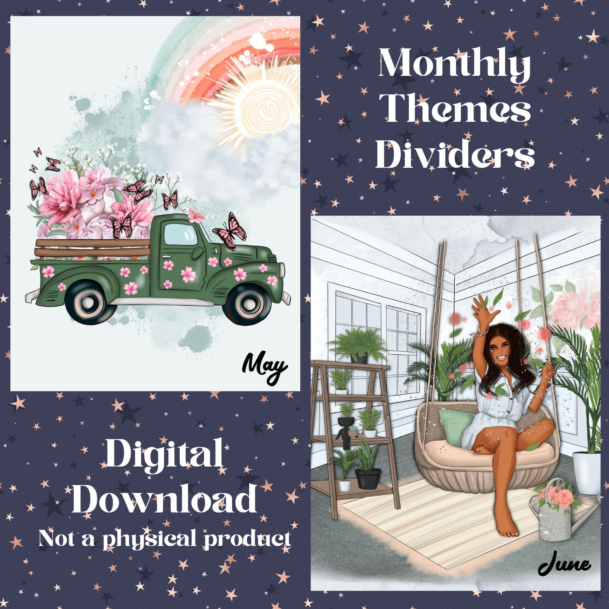 Monthly Themes Darker Skin Tones Printable Monthly Dashboards - Etsy