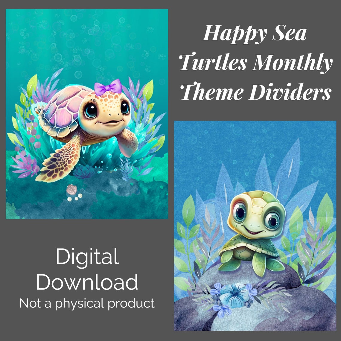 Happy Sea Turtles Printable Planner Dividers Monthly - Etsy