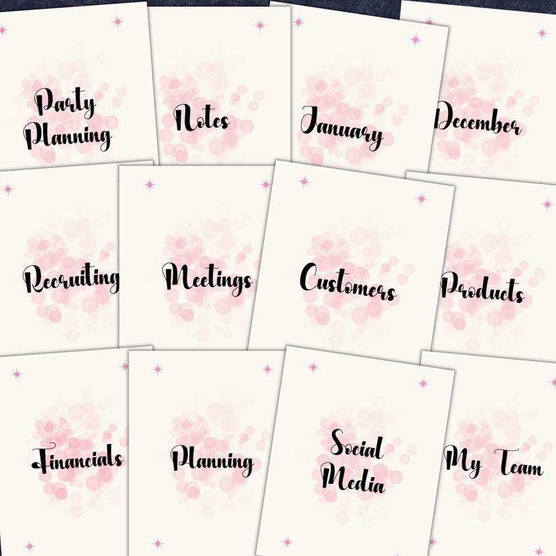 Pink MLM Small Business Printable Planner Dividers, Binder Dividers ...