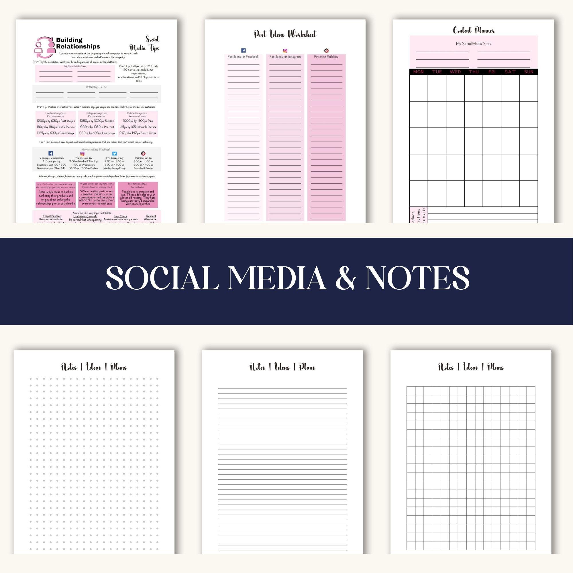 Pink MLM Business Planner, Printable Small Business Planner, Direct ...