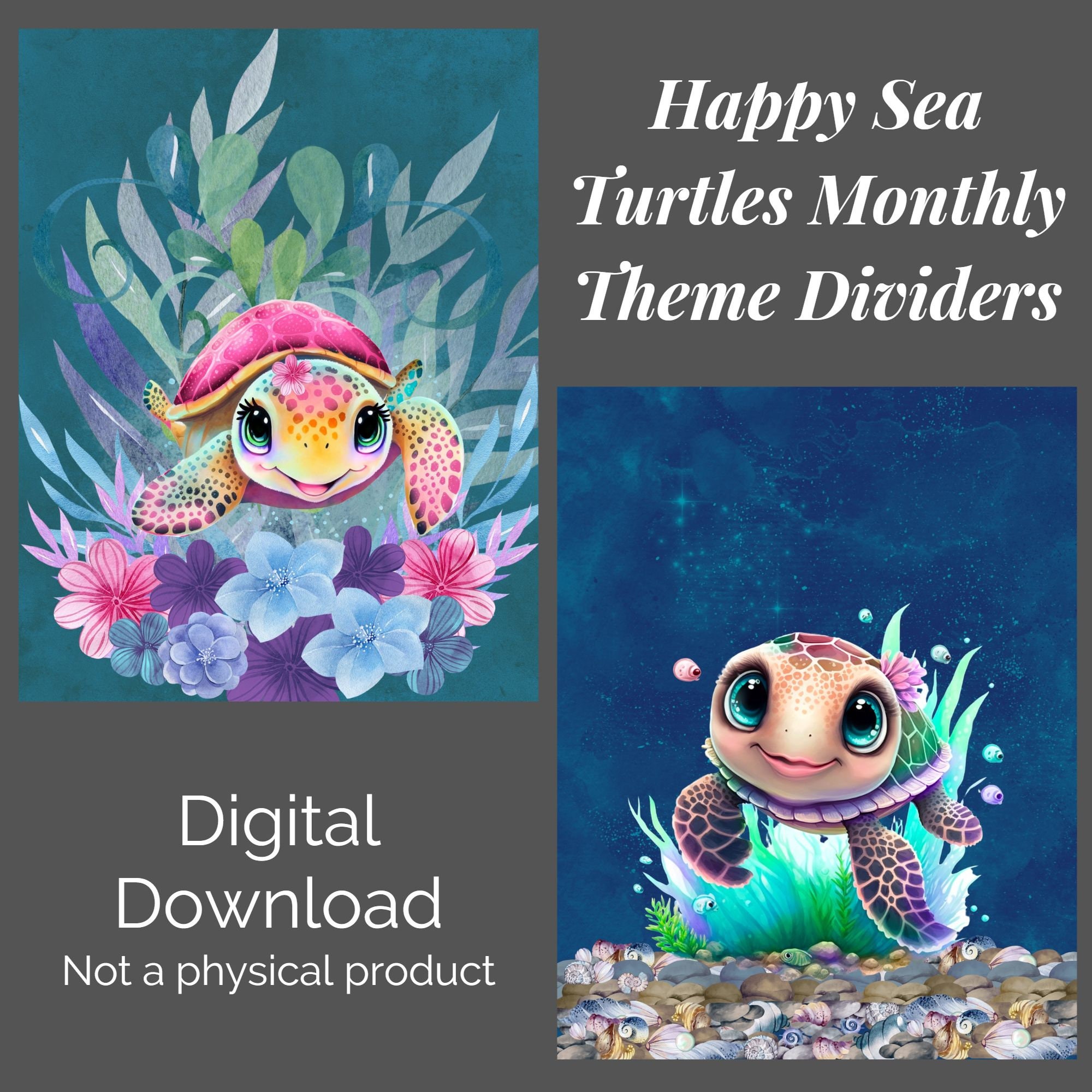 Happy Sea Turtles Printable Planner Dividers Monthly - Etsy