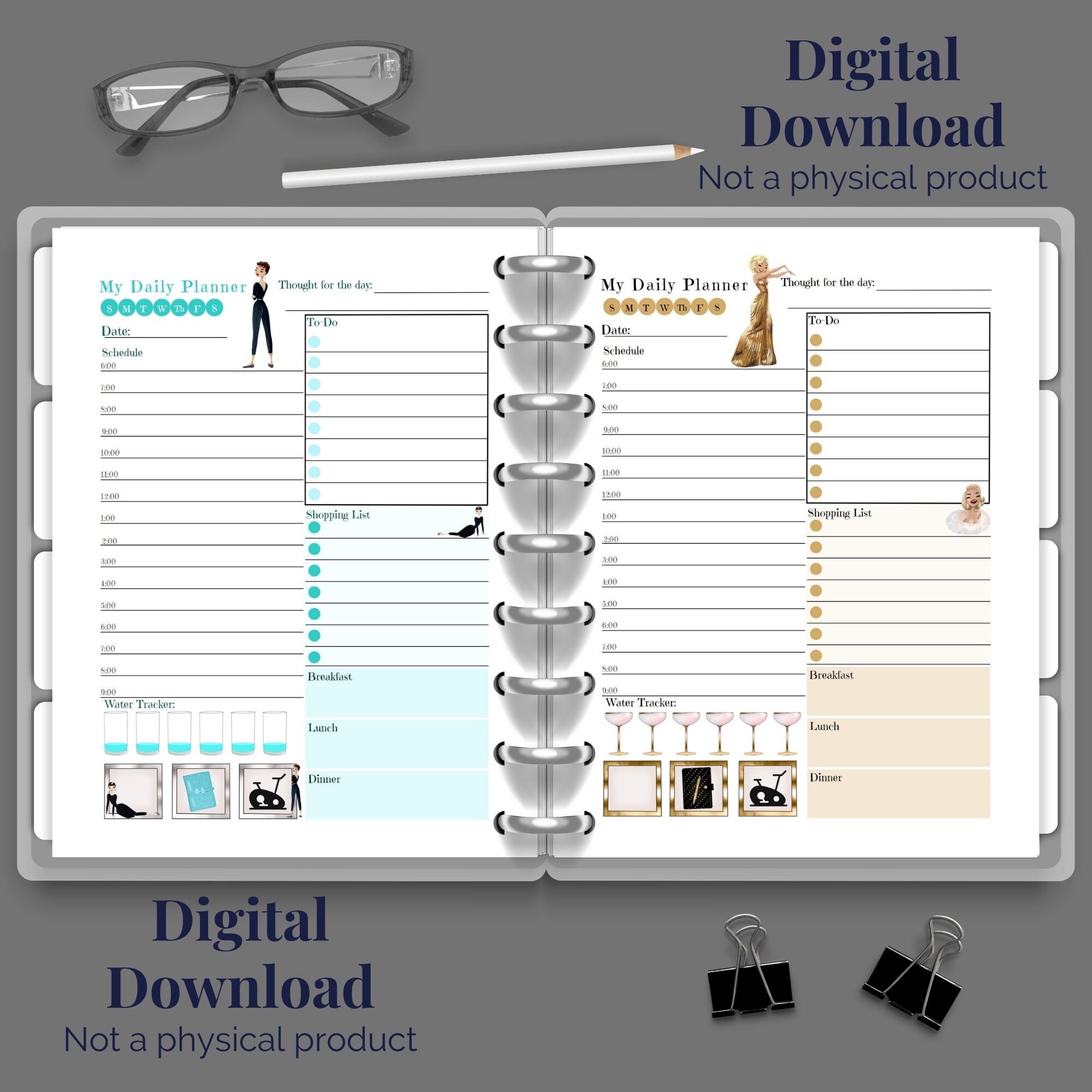 Vintage Hollywood Printable Daily Planner, Daily Schedule, Printable ...