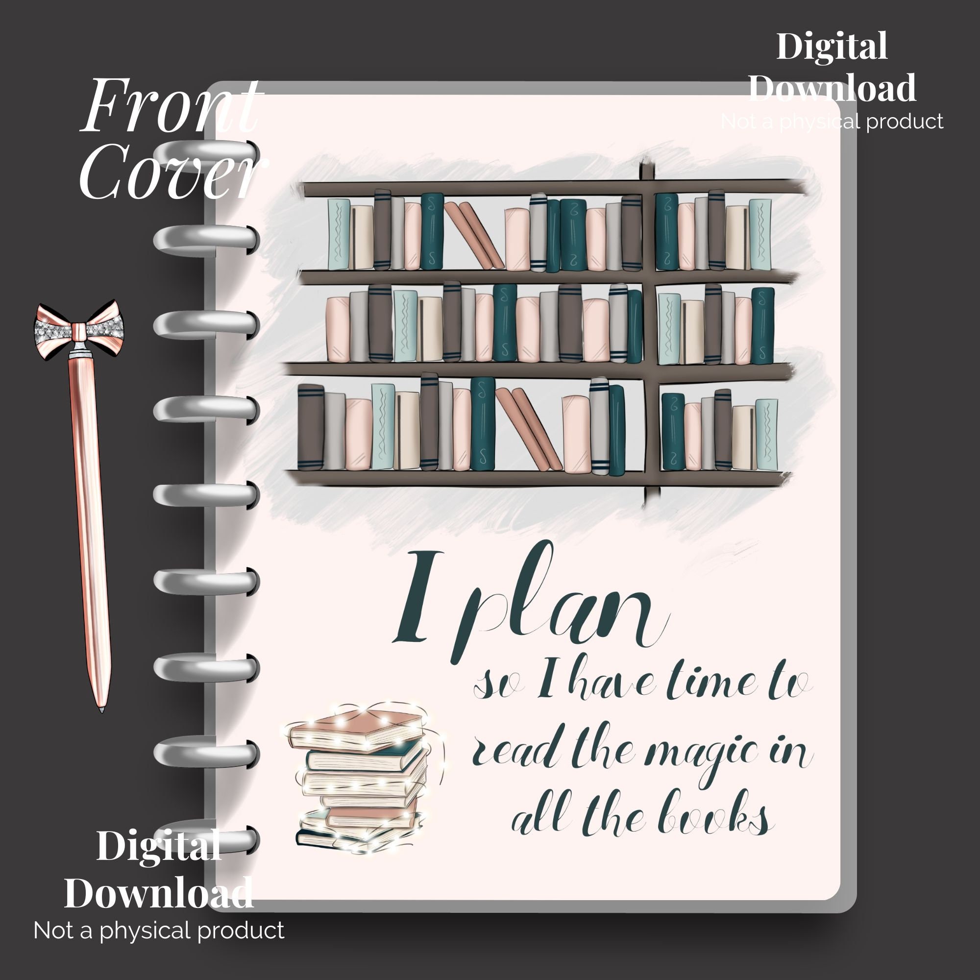Pink Book Lovers Printable Planner Covers, Printable Cover Pages ...