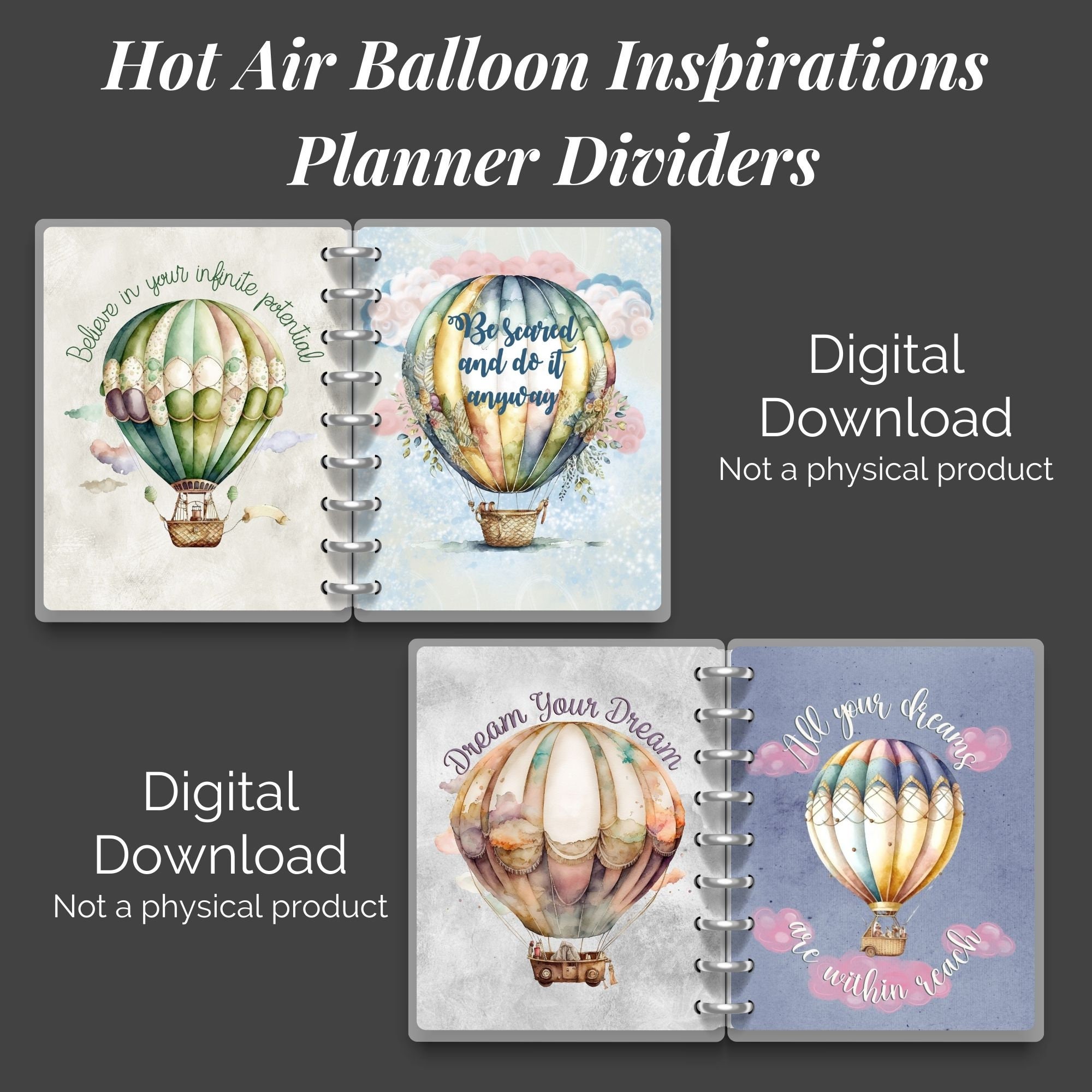 Hot Air Balloon Inspirations Printable Planner Dividers - Etsy