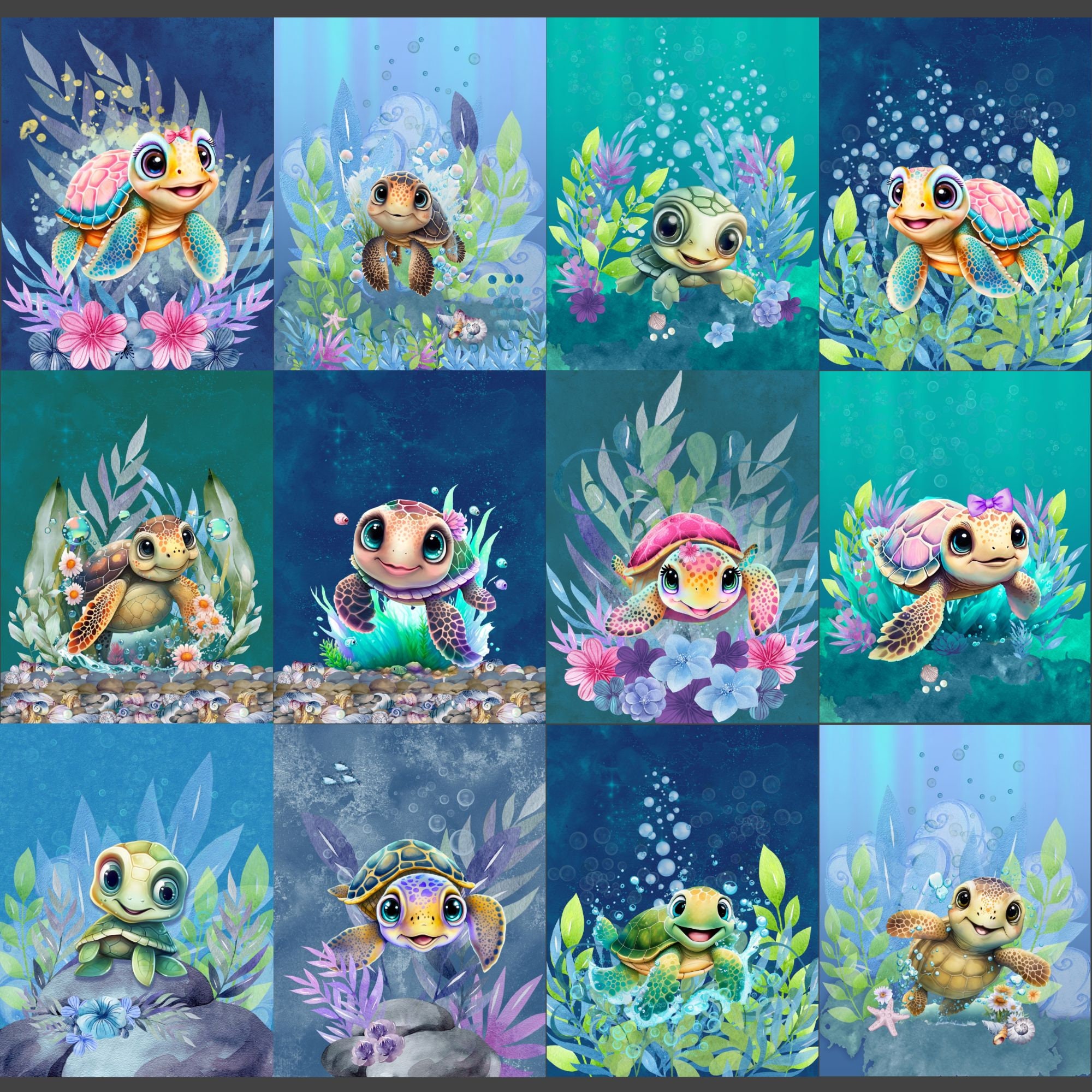 Happy Sea Turtles Printable Planner Dividers, Monthly Dividers ...