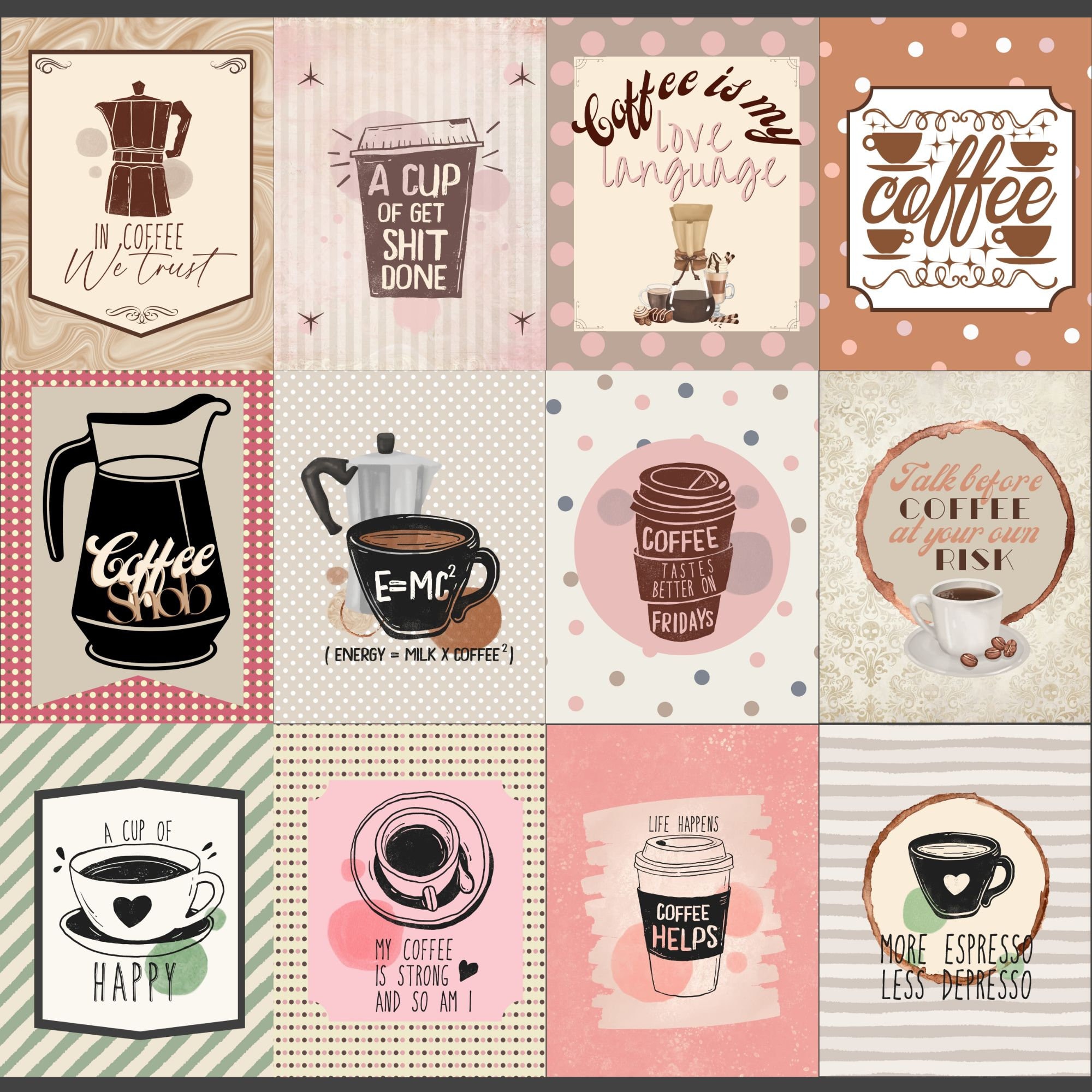 Retro Coffee Lovers Printable Planner Dividers, Monthly Dividers ...