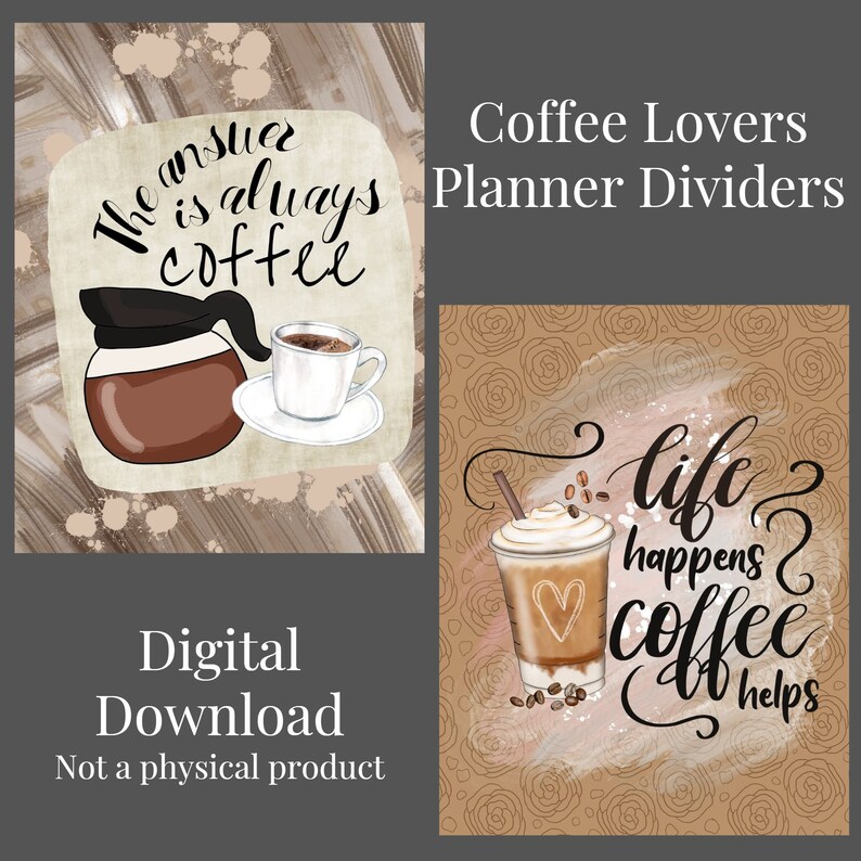Coffee Lovers Printable Planner Dividers Monthly Dividers - Etsy