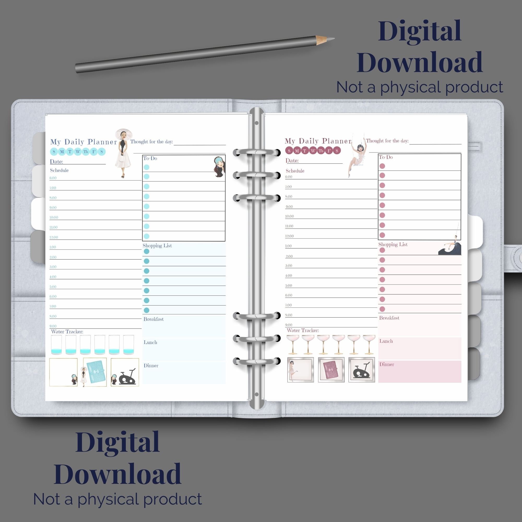 Vintage Hollywood Printable Daily Planner, Daily Schedule, Printable ...