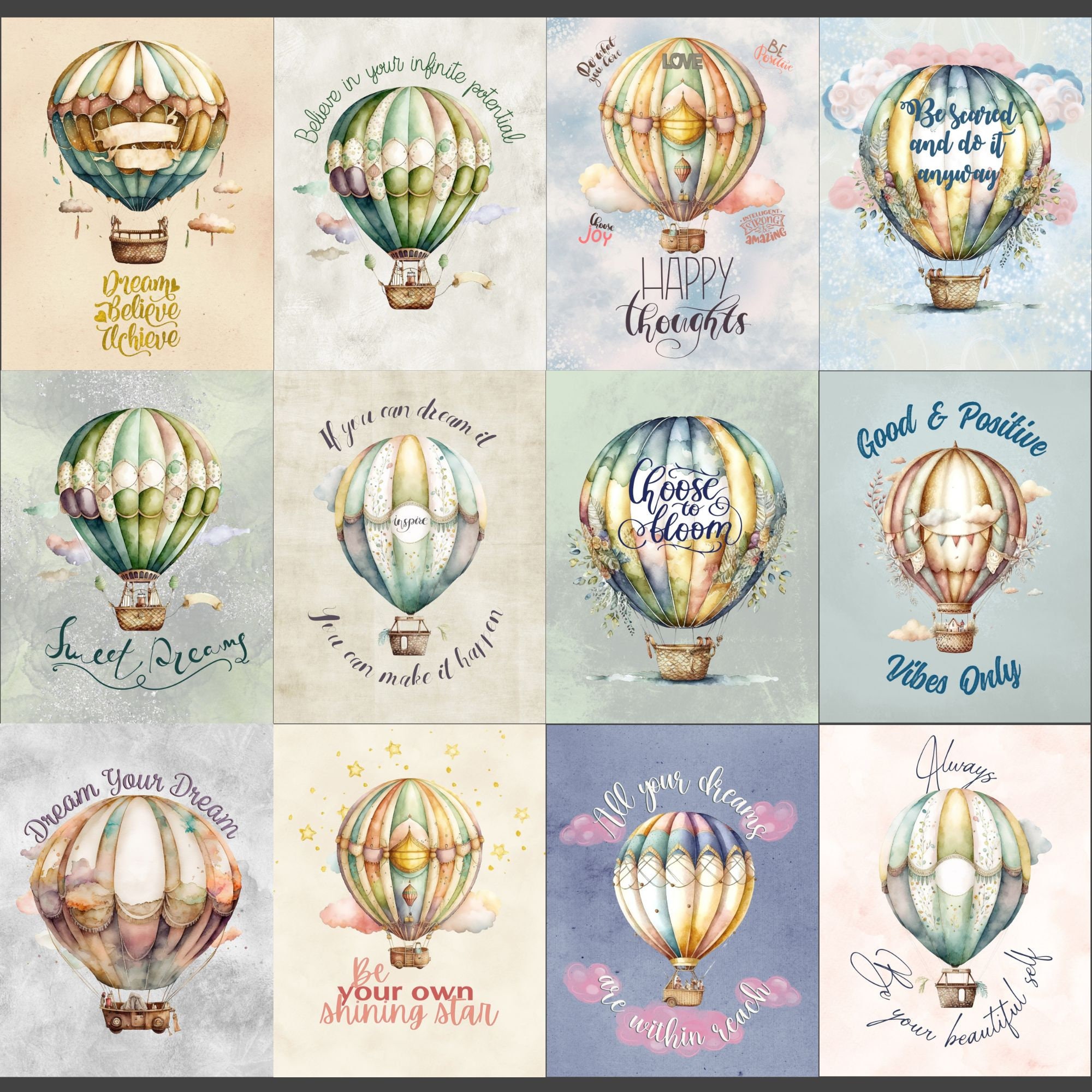Hot Air Balloon Inspirations Printable Planner Dividers, Monthly ...