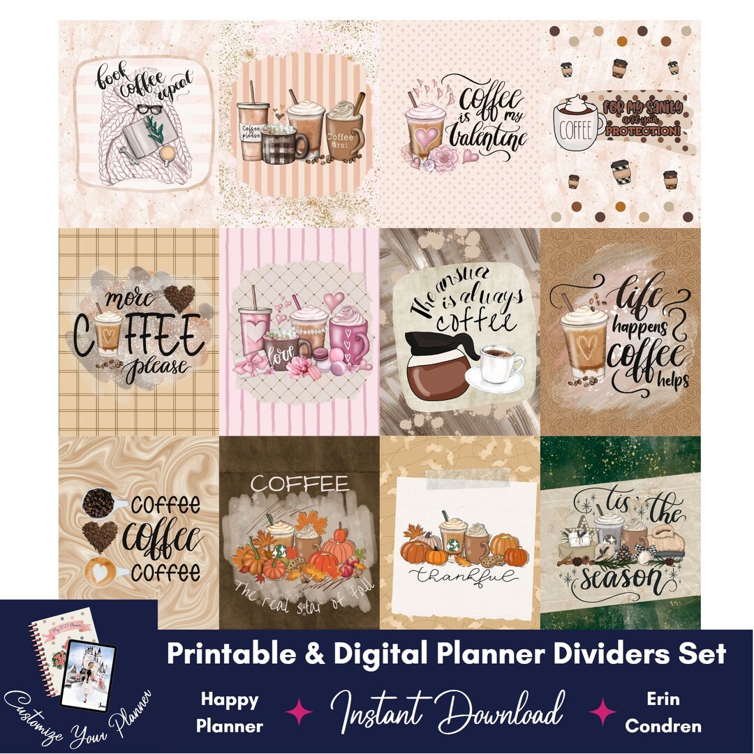 Coffee Lovers Printable Planner Dividers Monthly Dividers - Etsy