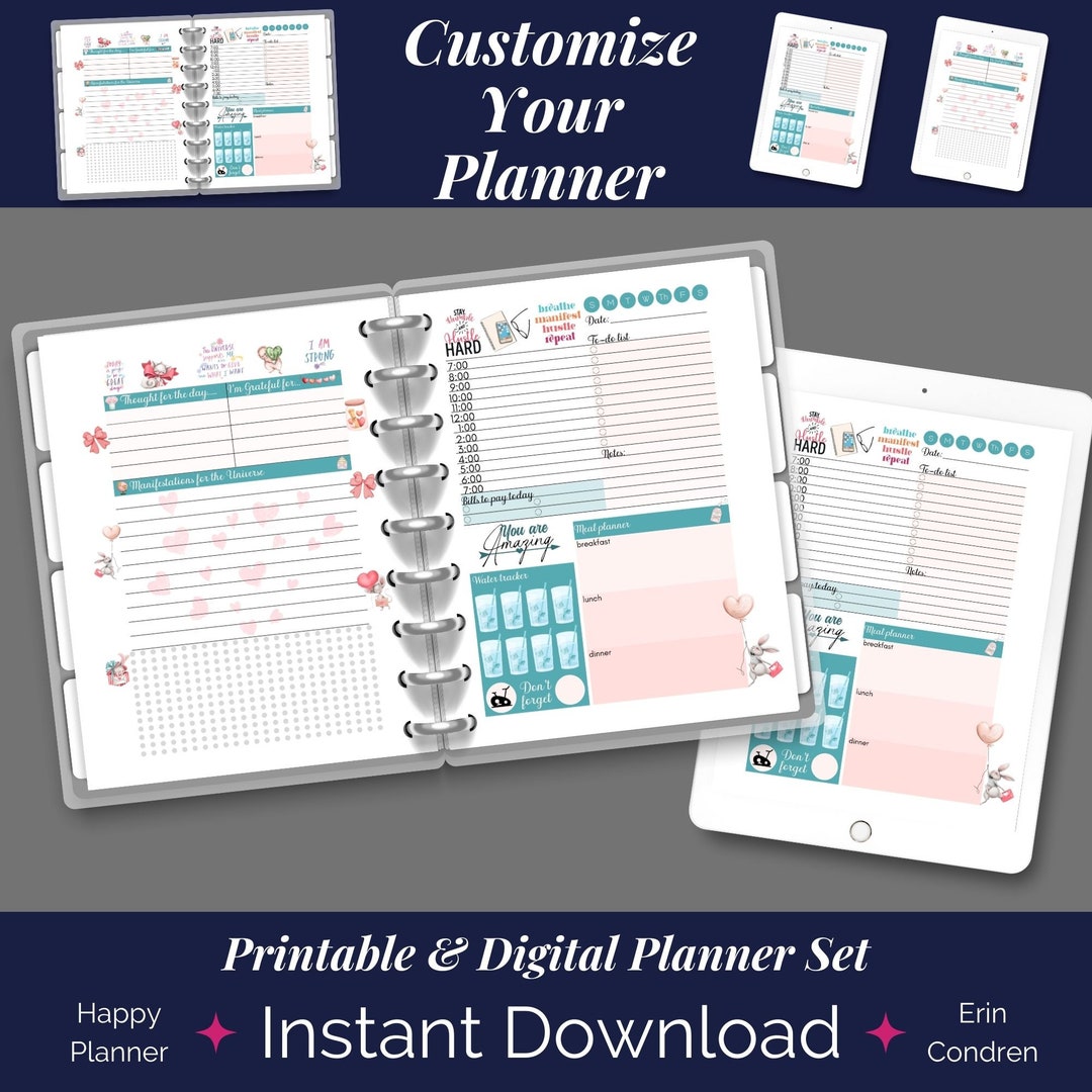 Inspirational Pink & Teal Daily Journal and Planner, Daily Journal ...
