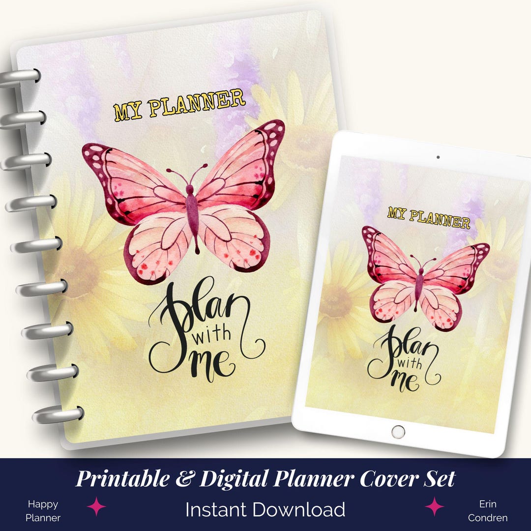 Butterfly Printable Planner Covers, Printable Cover Page, Notebook ...