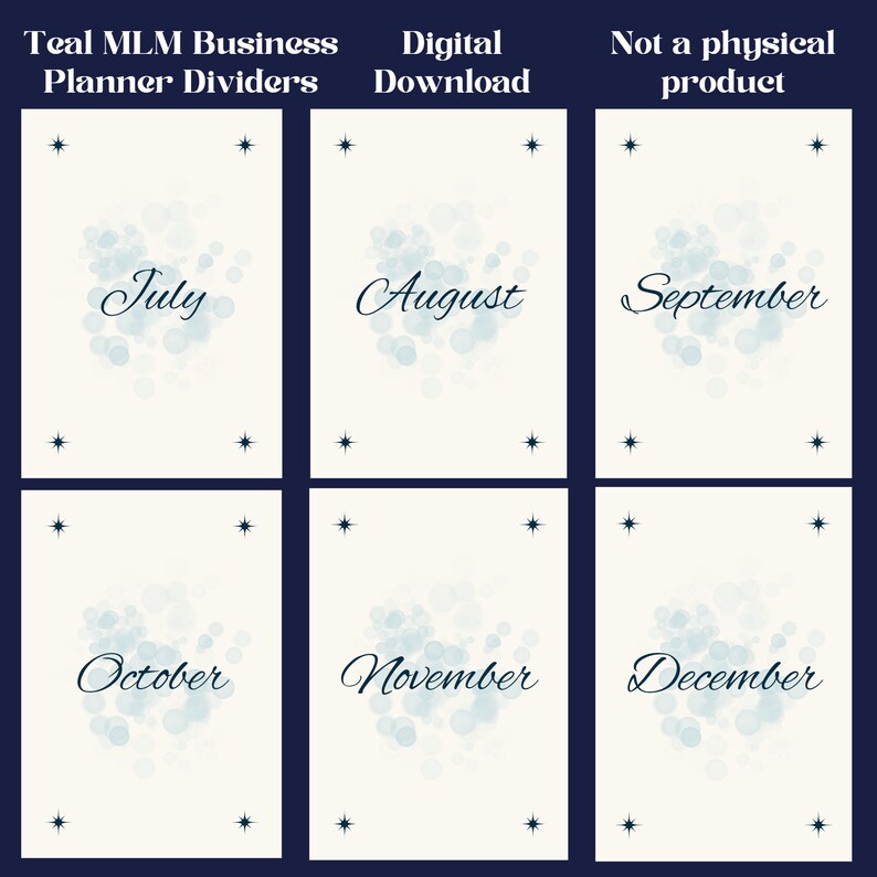 Teal MLM Business Printable Planner Dividers, Printable Cover Pages ...