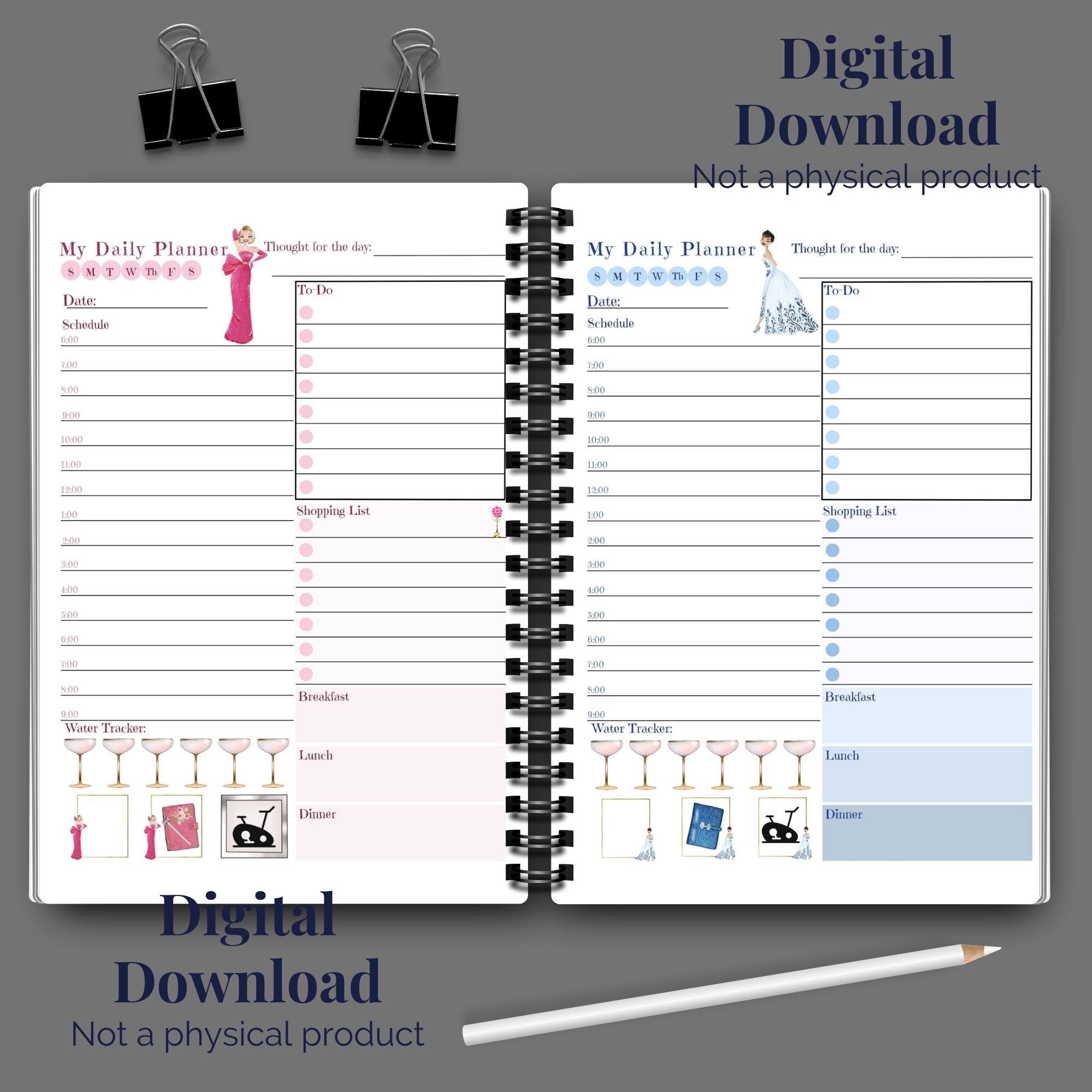 Vintage Hollywood Printable Daily Planner, Daily Schedule, Printable ...