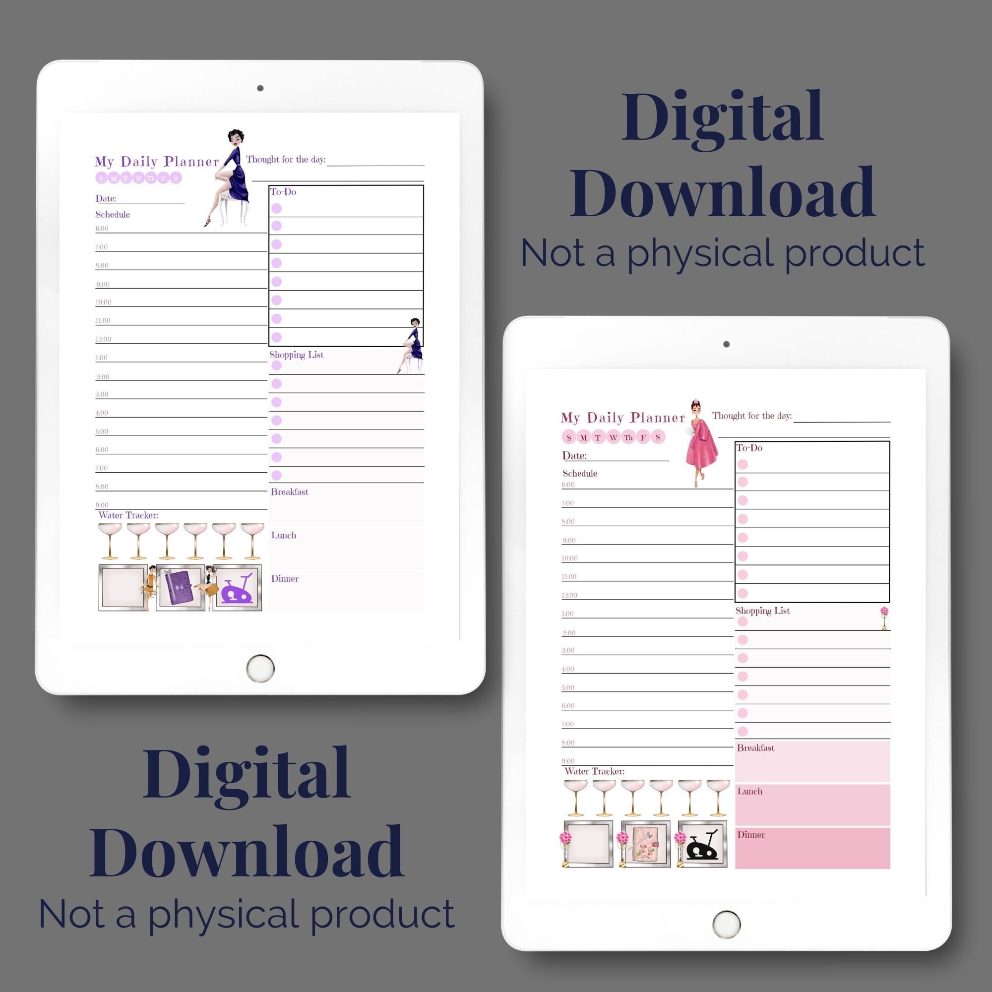 Vintage Hollywood Printable Daily Planner, Daily Schedule, Printable ...