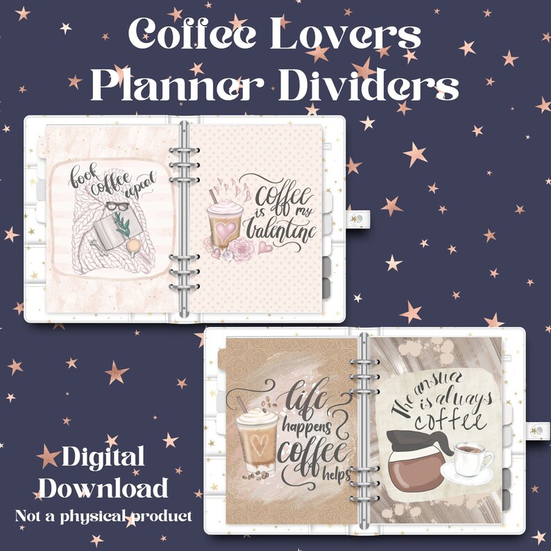Coffee Lovers Printable Planner Dividers Monthly Dividers - Etsy