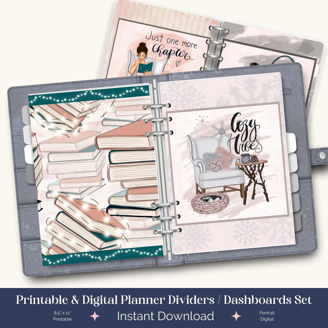 Book Lovers Printable Planner Dividers, Printable Planner Covers ...