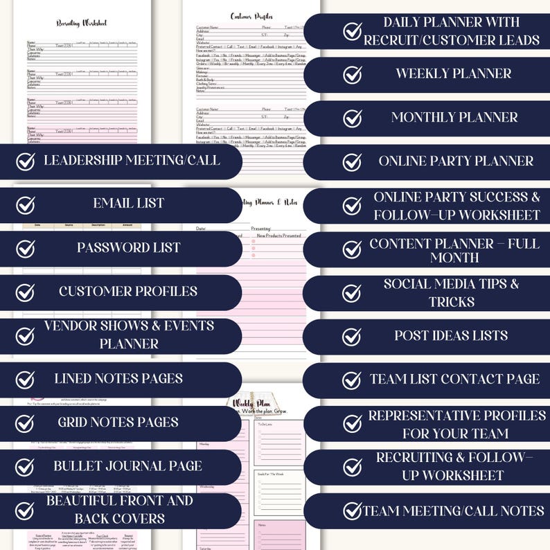 Pink MLM Business Planner, Printable Small Business Planner, Direct ...
