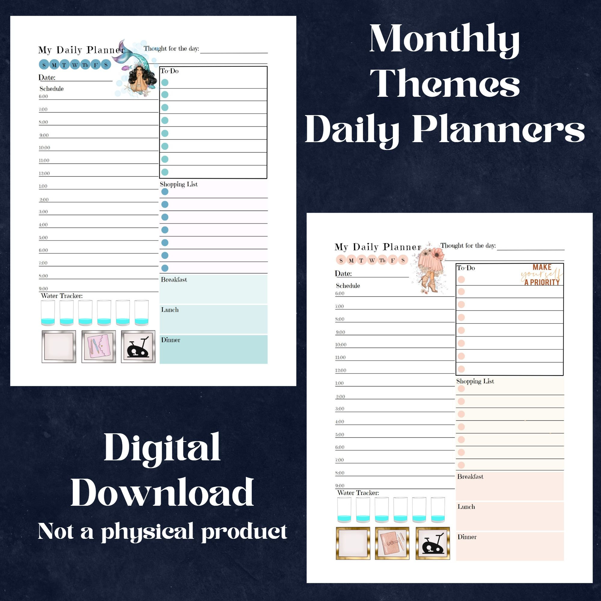 Monthly Themes Printable Daily Planner Daily Schedule - Etsy
