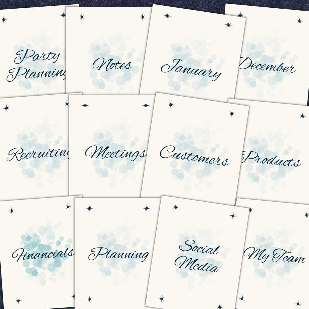 Teal MLM Business Printable Planner Dividers, Printable Cover Pages ...