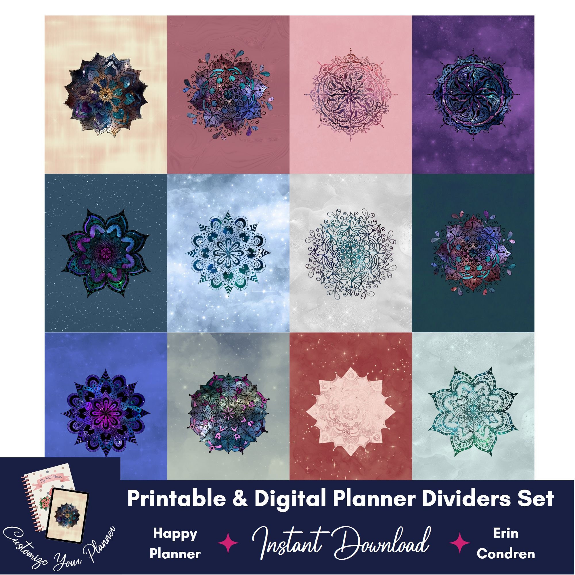 Mandala Zen Digital Printable Cover Pages Planner Dividers - Etsy