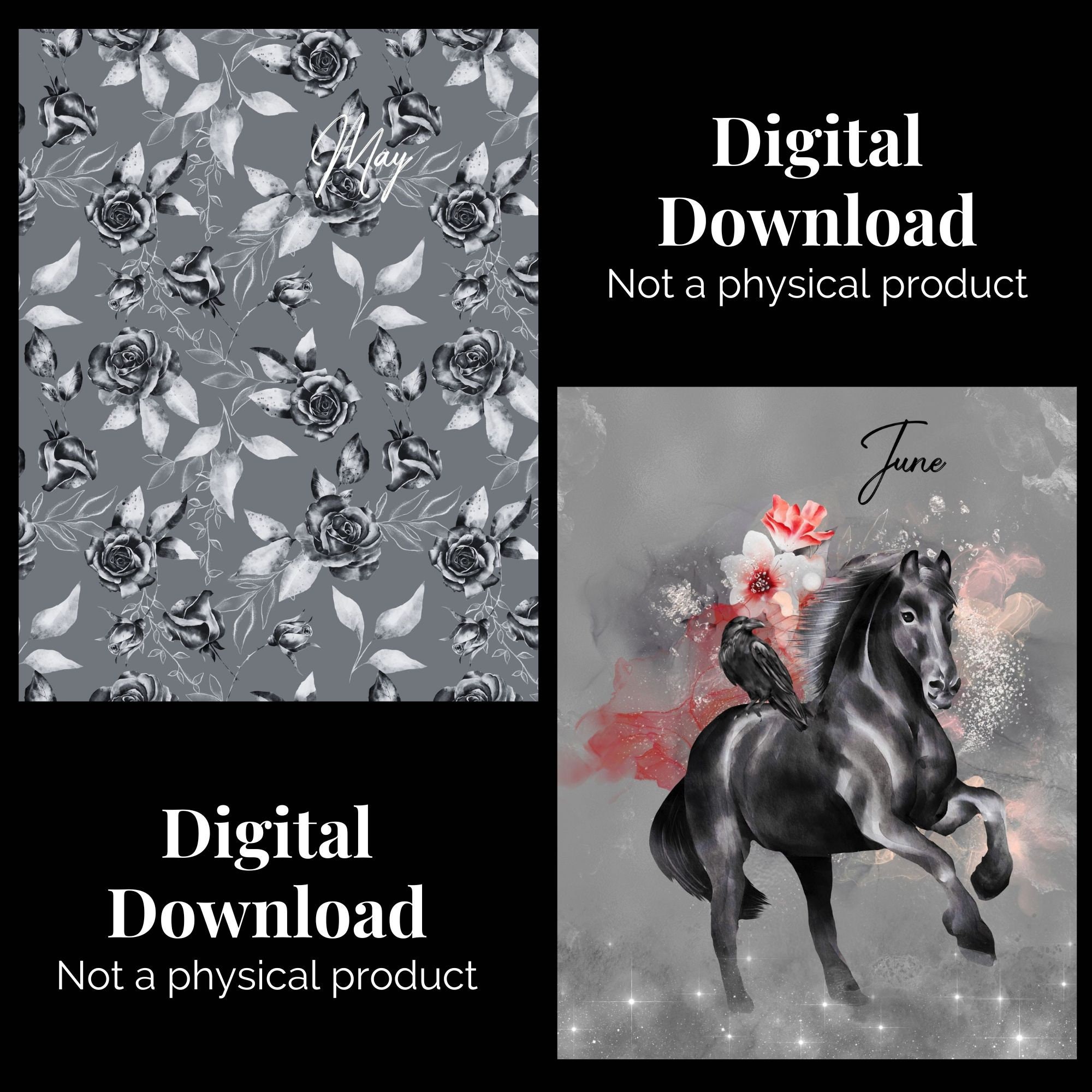 Midnight Ride Printable Planner Dividers, Printable Cover Pages ...