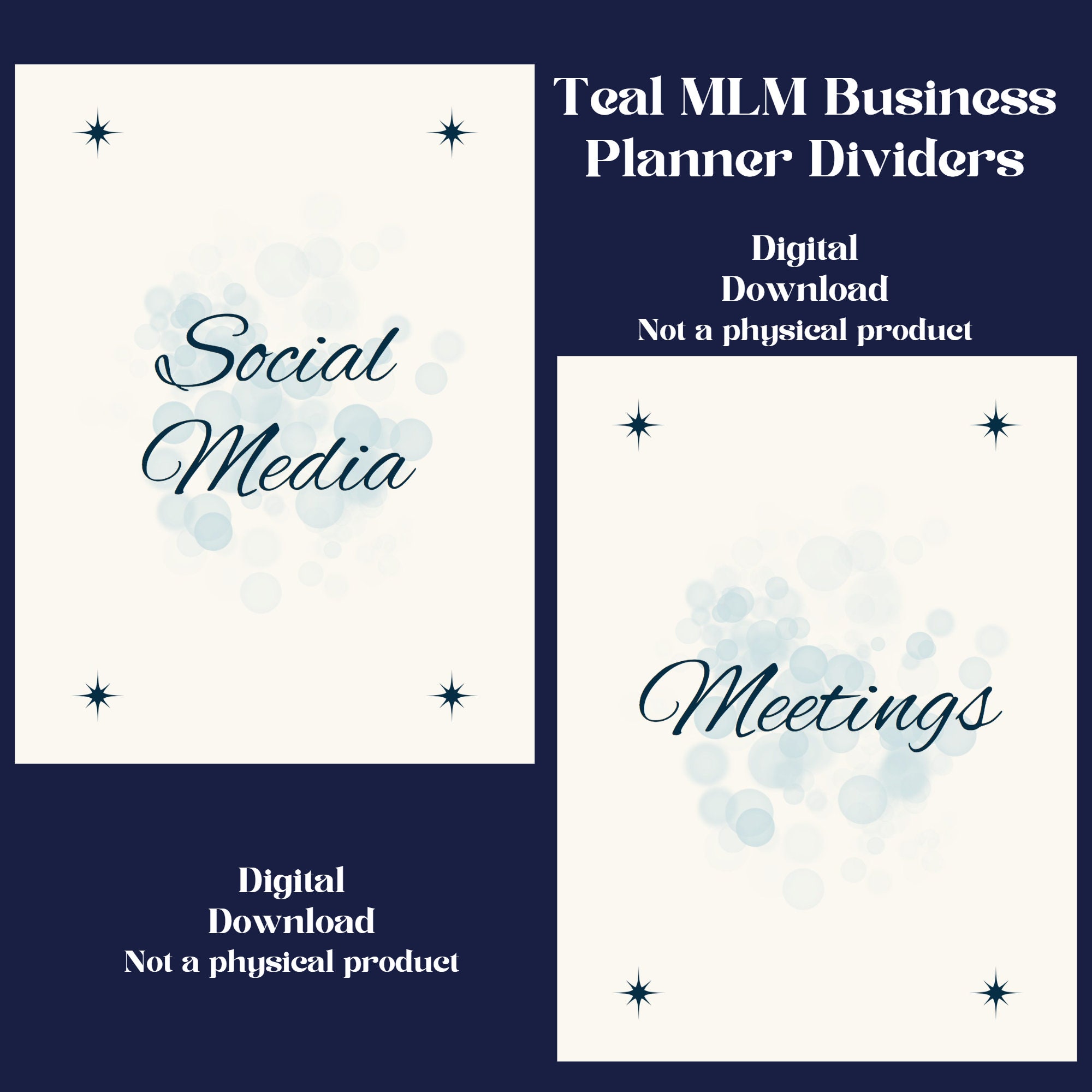 Teal MLM Business Printable Planner Dividers, Printable Cover Pages ...