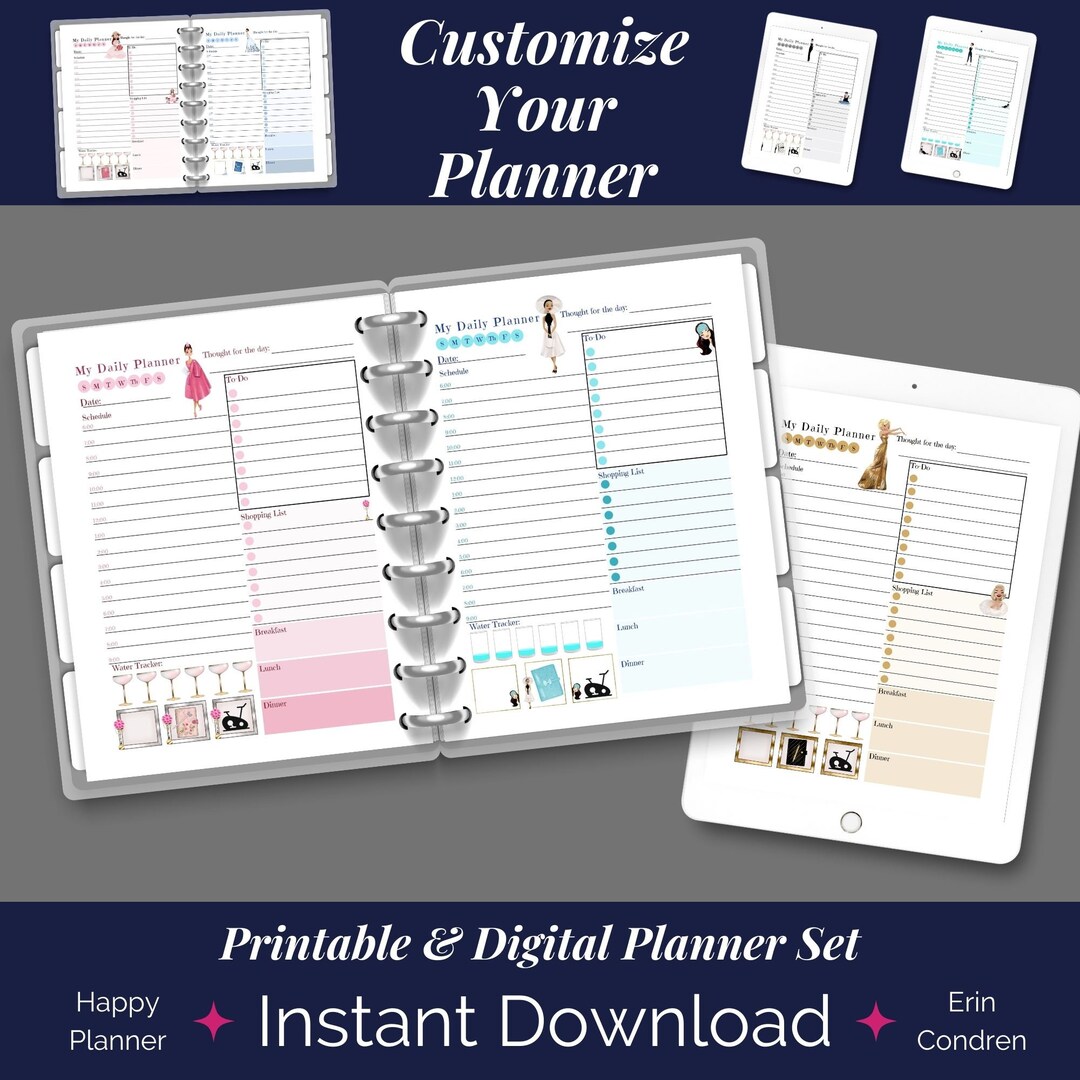 Vintage Hollywood Printable Daily Planner, Daily Schedule, Printable ...