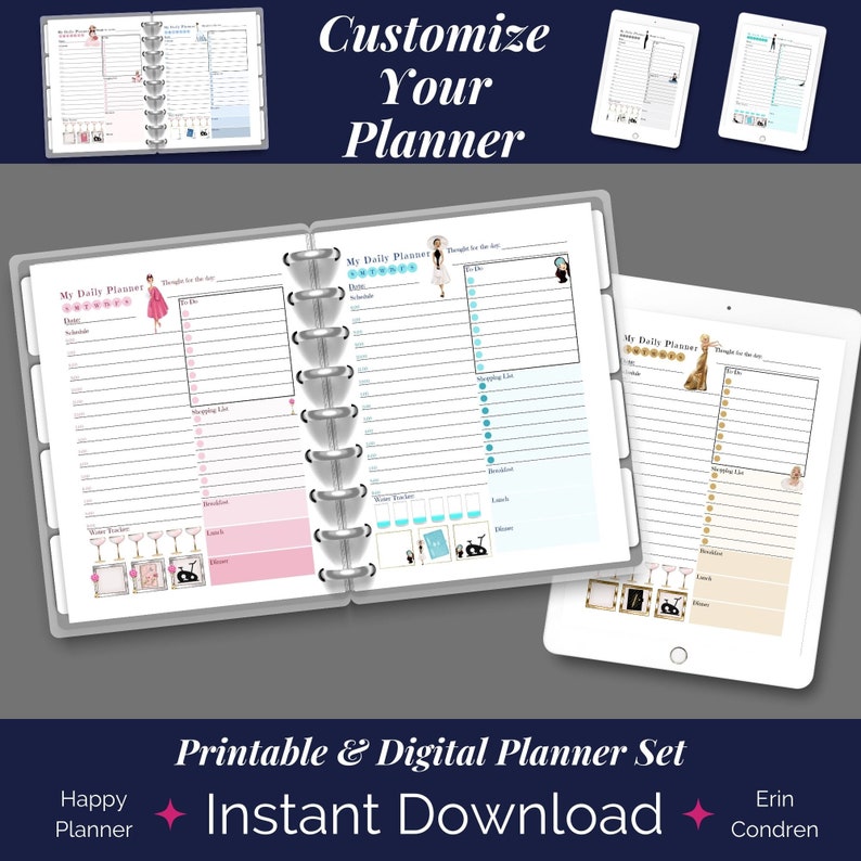 Vintage Hollywood Printable Daily Planner, Daily Schedule, Printable ...