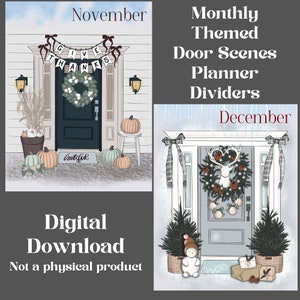 12 Monthly Themed Door Scenes Planner Dividers Monthly - Etsy