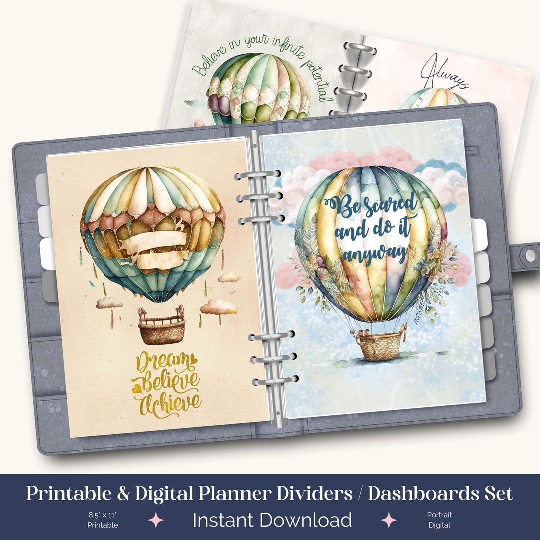 Hot Air Balloon Inspirations Printable Planner Dividers, Monthly ...