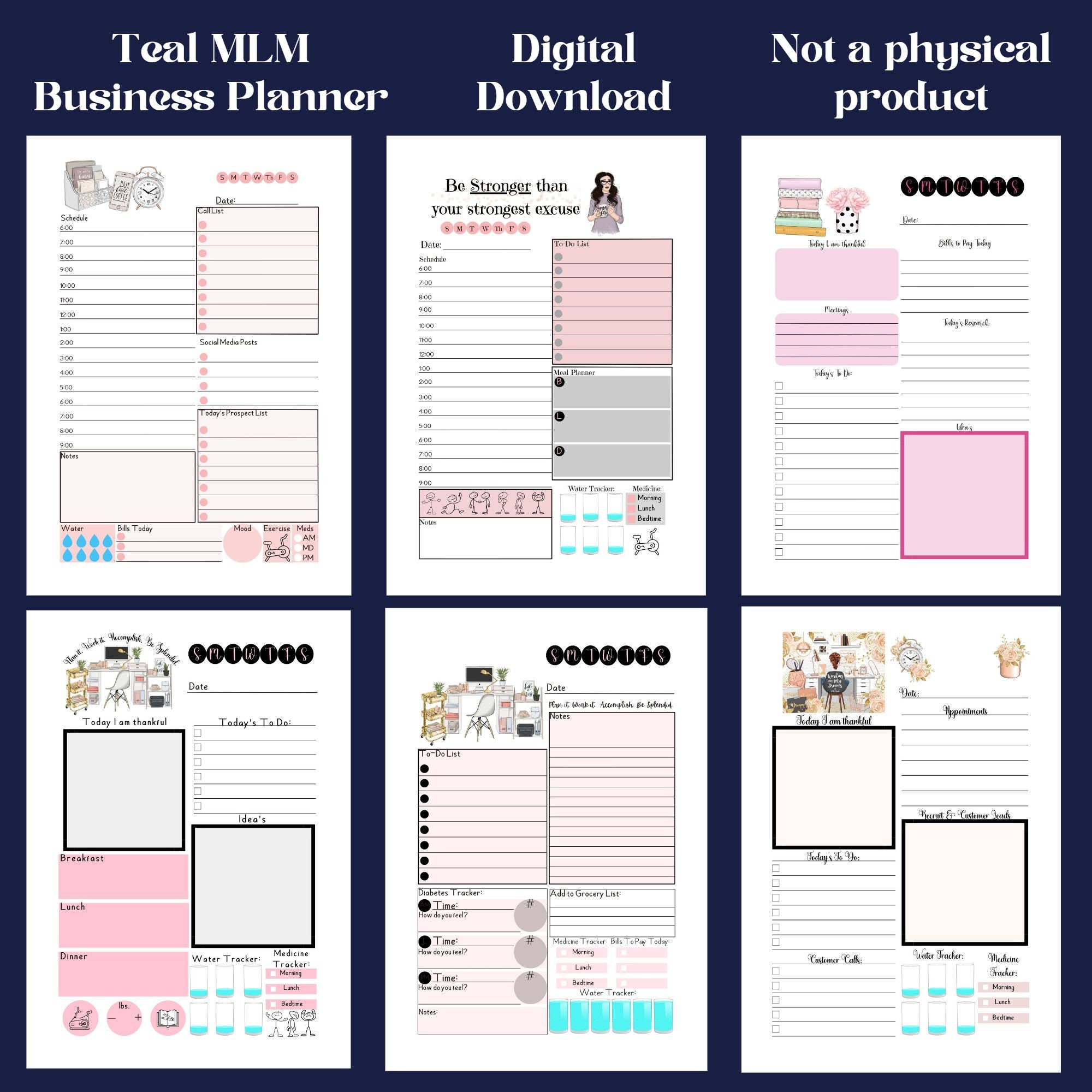 Teal MLM Business Planner, Printable Small Business Planner, Direct ...