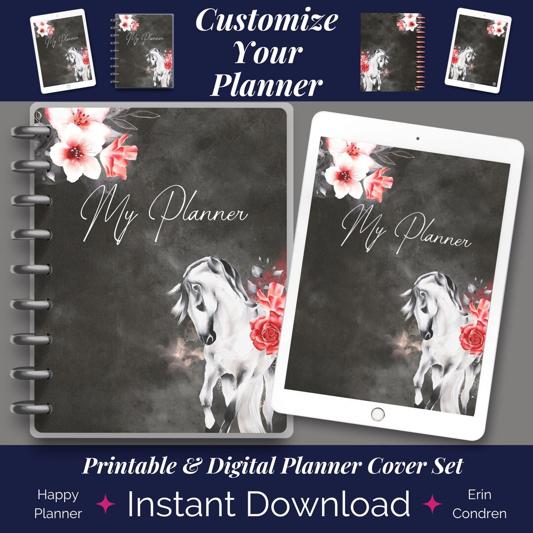 Midnight Ride Printable Planner Covers, Printable Cover Page, Notebook Journal Cover, Journal ...