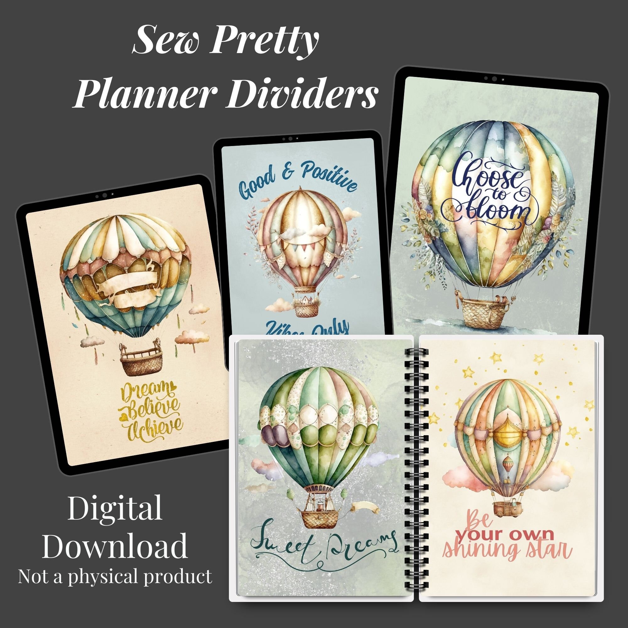 Hot Air Balloon Inspirations Printable Planner Dividers - Etsy