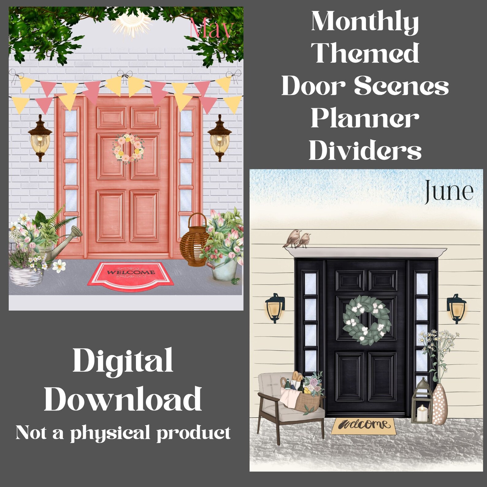 12 Monthly Themed Door Scenes Planner Dividers Monthly - Etsy