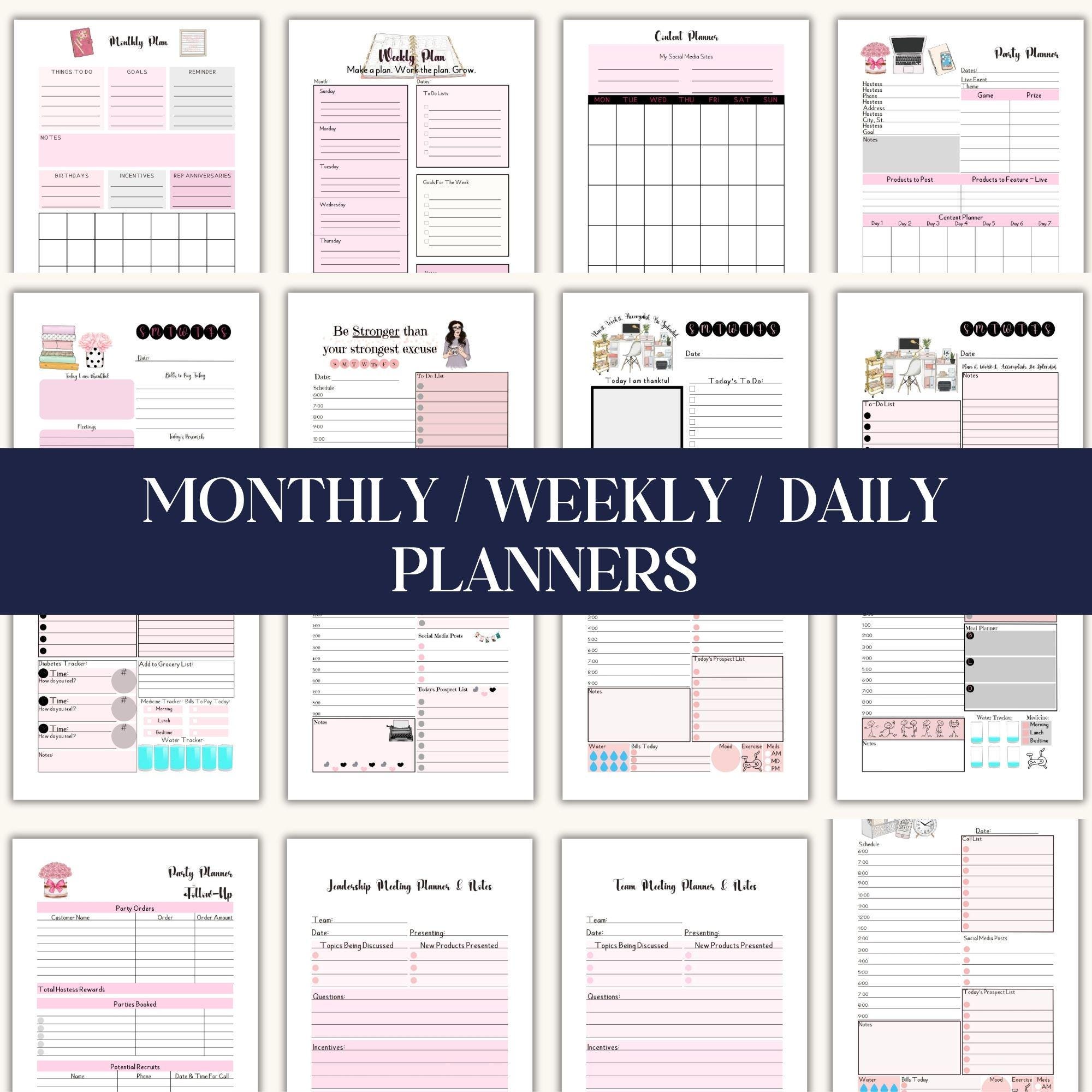 Pink MLM Business Planner, Printable Small Business Planner, Direct ...