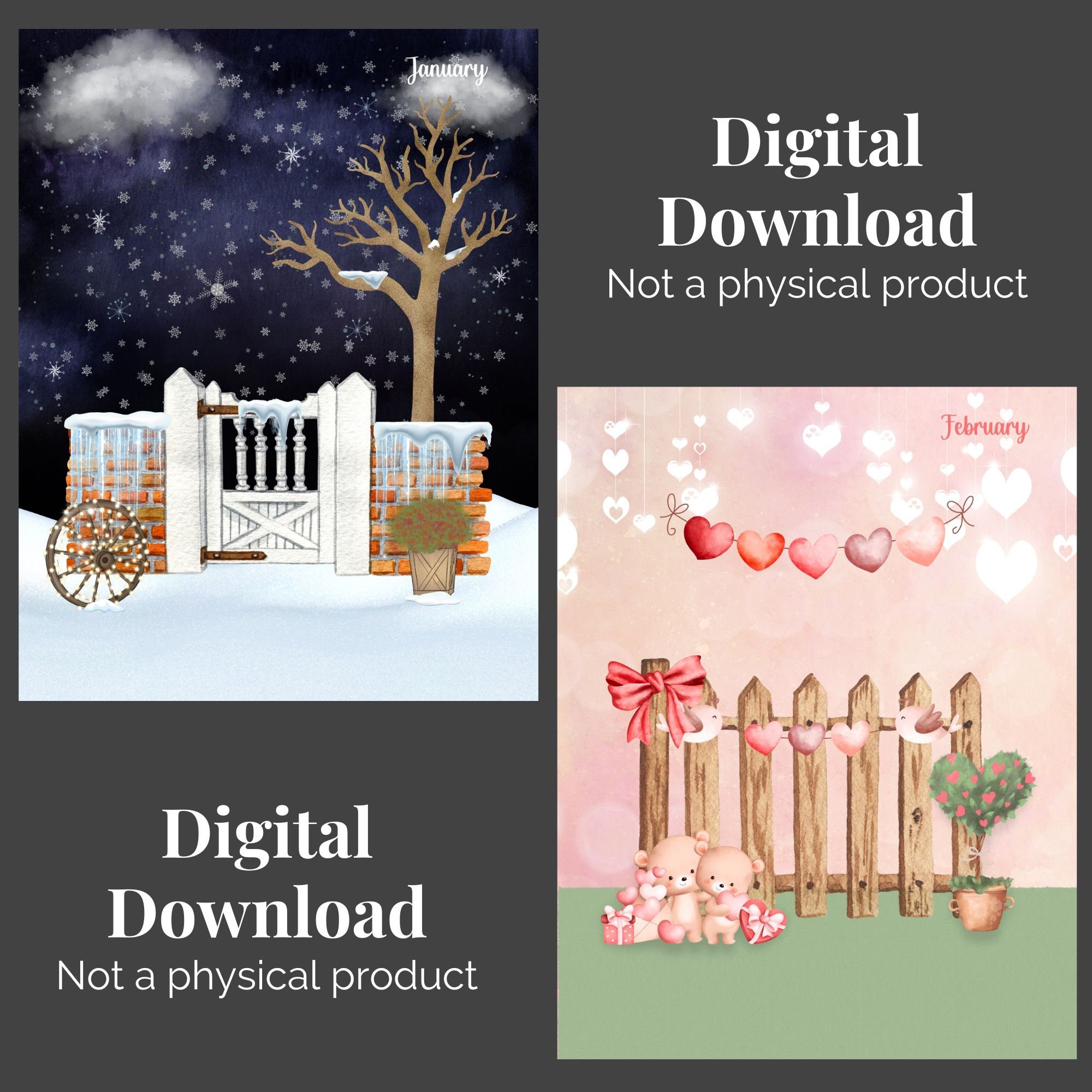 Monthly Themed Fence Scenes Printable Planner Dividers, Binder Dividers ...