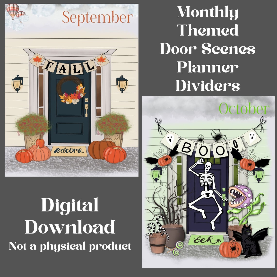 12 Monthly Themed Door Scenes Planner Dividers Monthly - Etsy