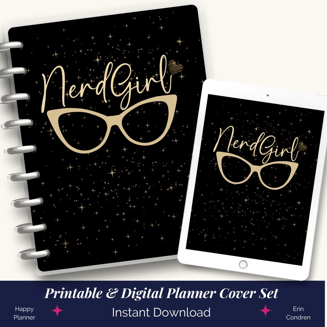 Nerd Girl Printable Planner Covers, Printable Cover Pages, Notebook ...