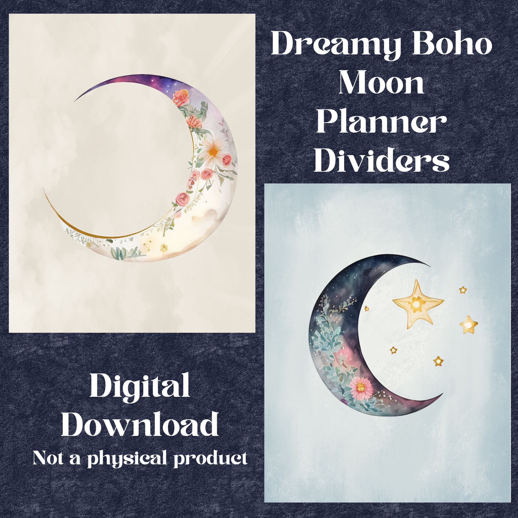 Dreamy Boho Moon Printable Planner Dividers Binder Dividers - Etsy