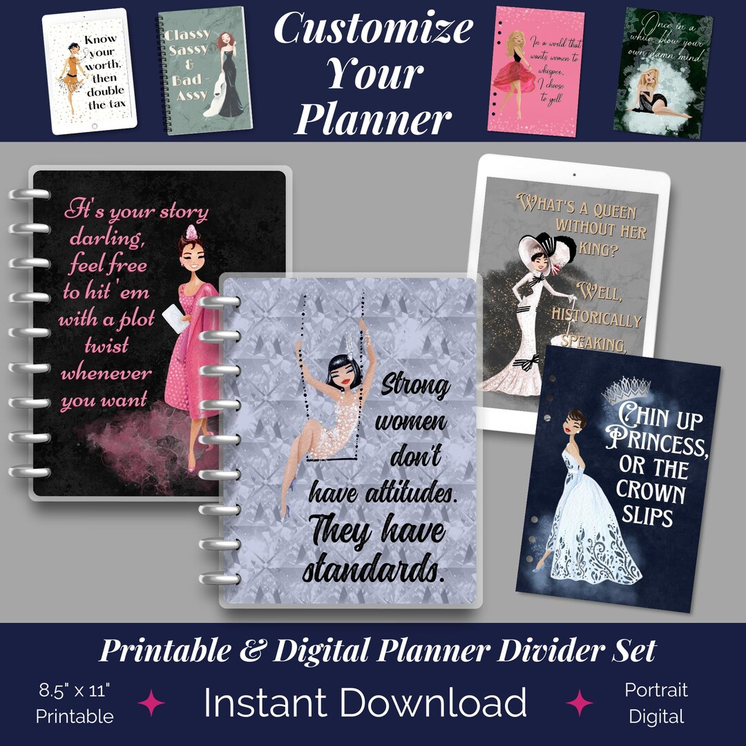 Vintage Hollywood With Sassy Quotes Printable Planner Dashboard ...