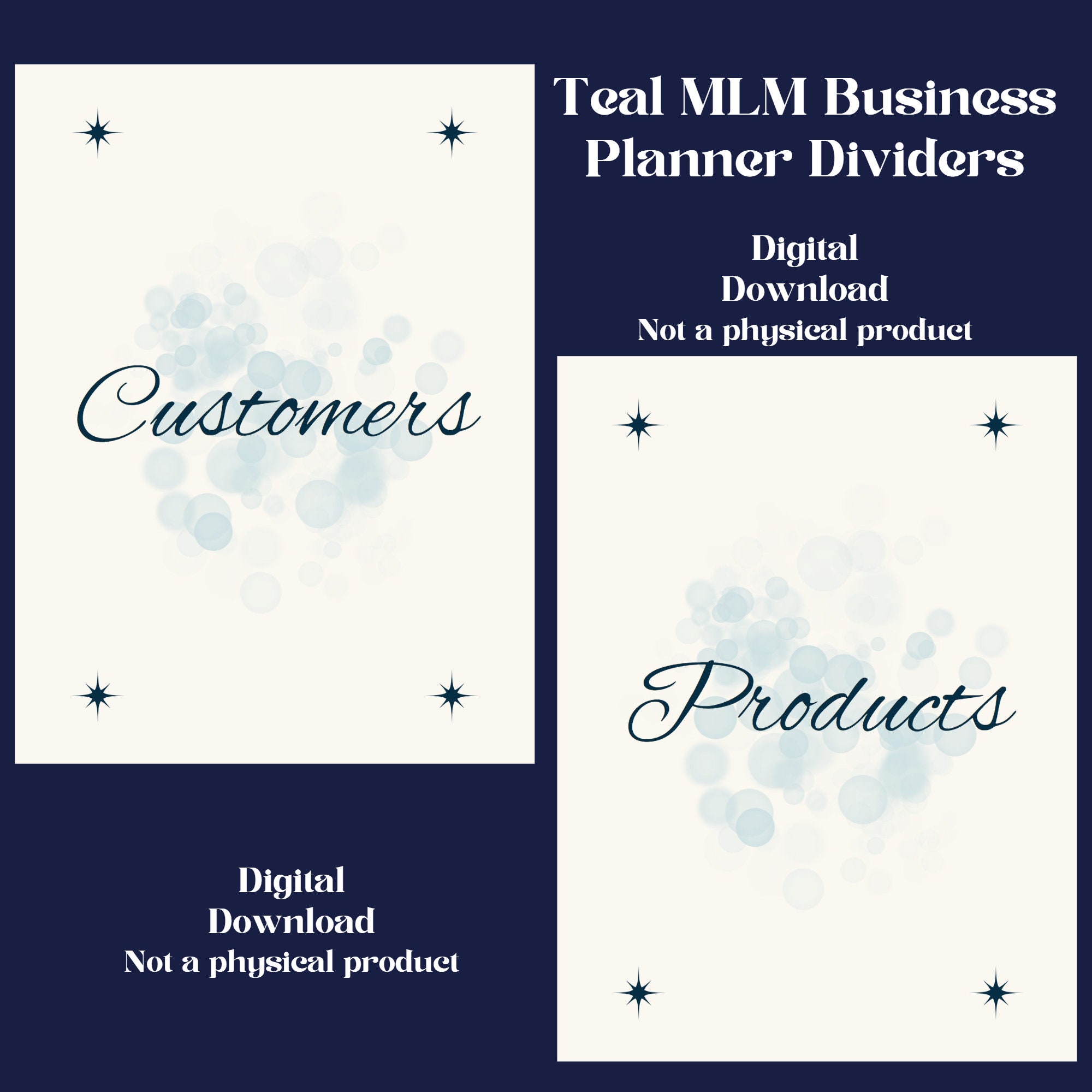 Teal MLM Business Printable Planner Dividers, Printable Cover Pages ...