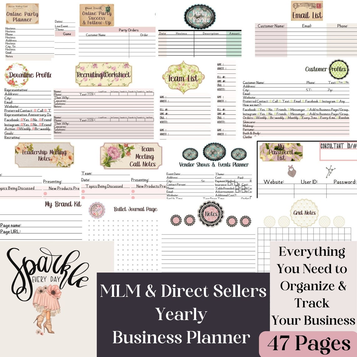 My Business Direct Sales Printable Yearly Business Planner, MLM ...