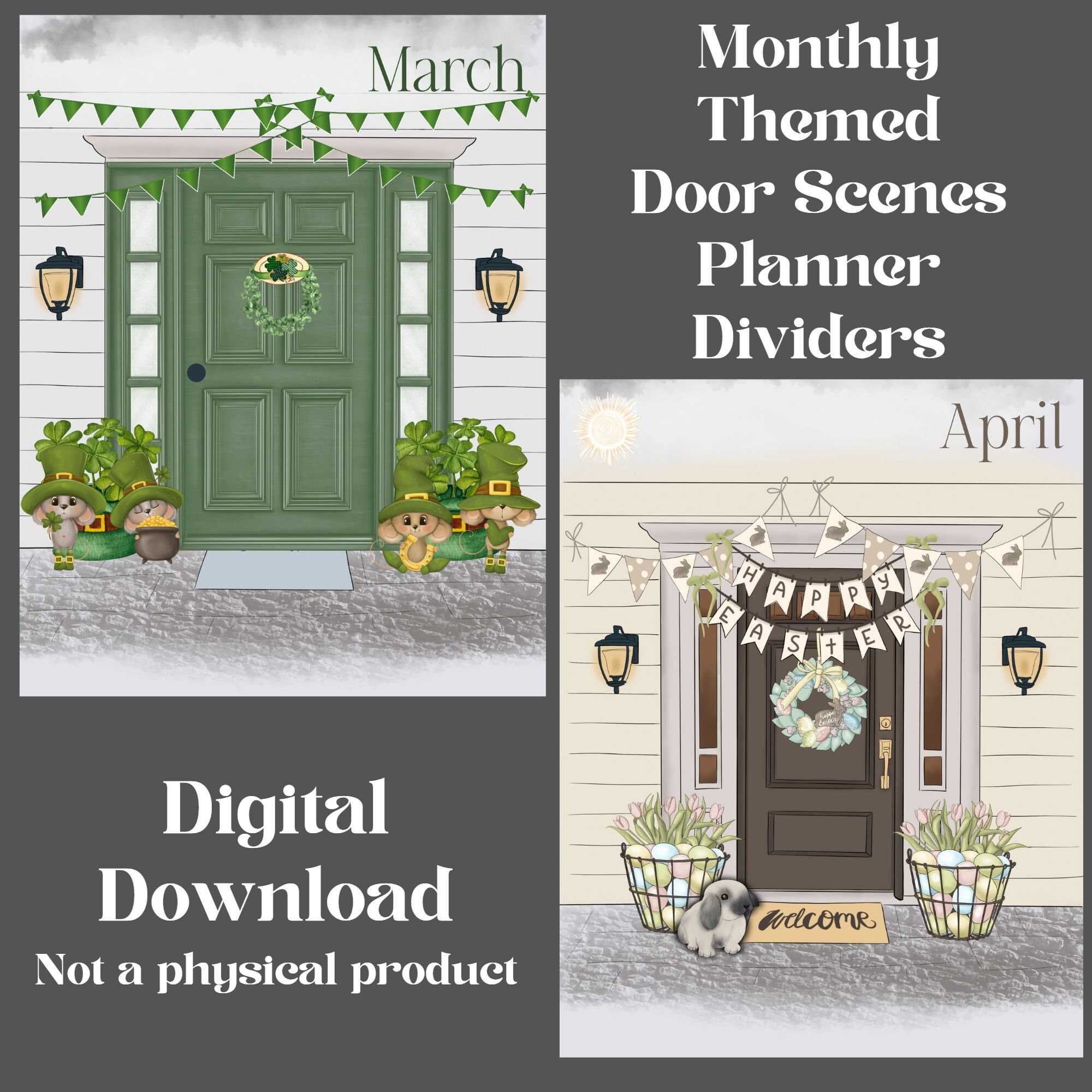 12 Monthly Themed Door Scenes Planner Dividers Monthly - Etsy