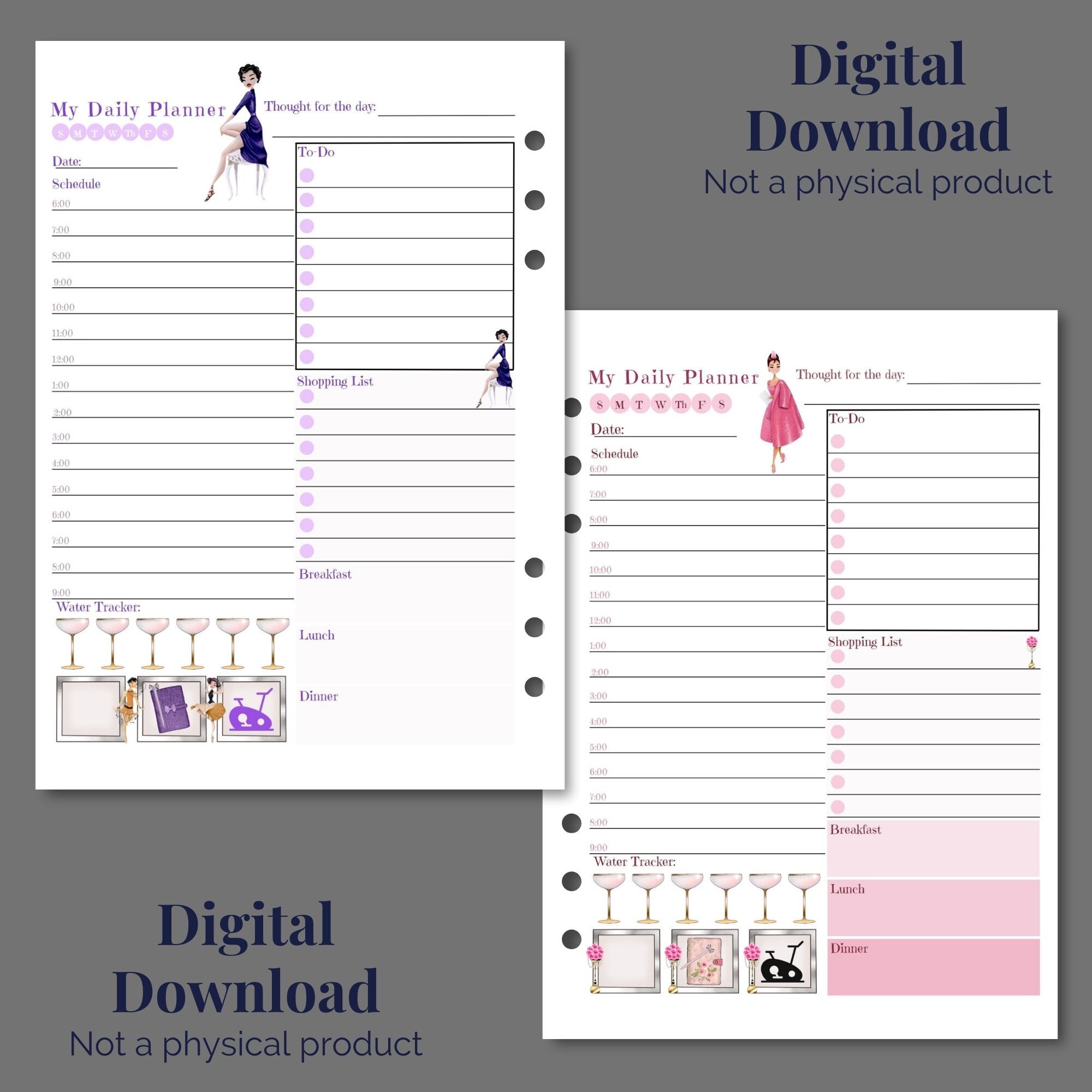 Vintage Hollywood Printable Daily Planner, Daily Schedule, Printable ...