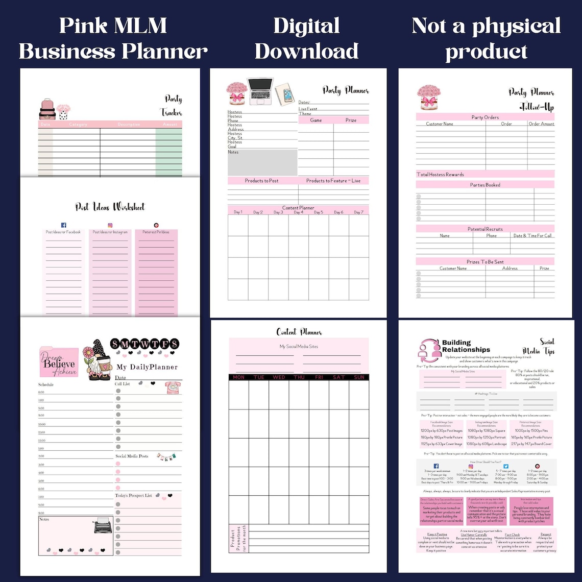 Pink MLM Business Planner Printable Small Business Planner - Etsy