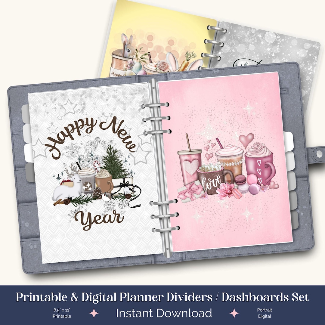 12 Coffee Lovers Monthly Themes Printable Planner Dividers, Digital ...