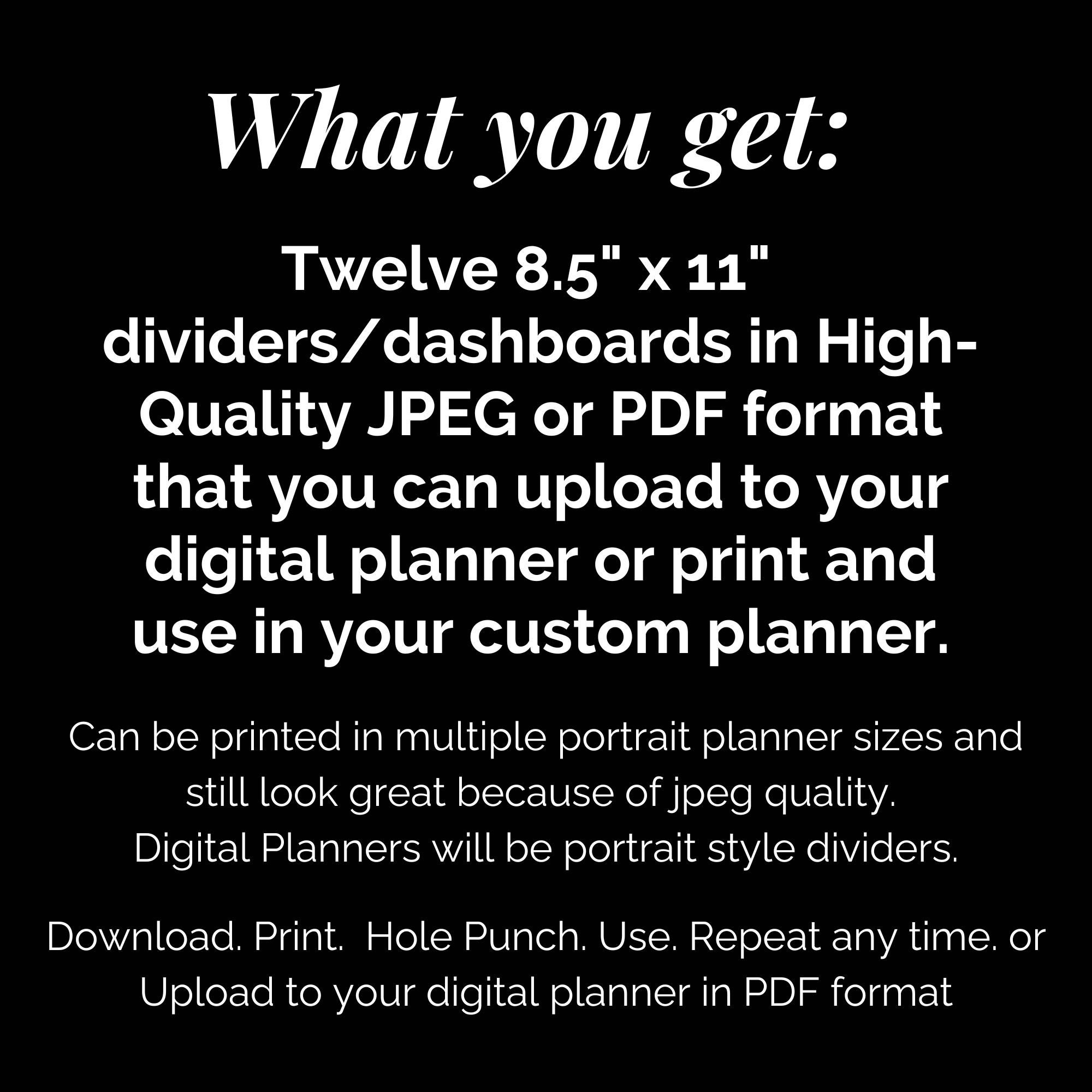 Midnight Ride Printable Planner Dividers, Printable Cover Pages ...