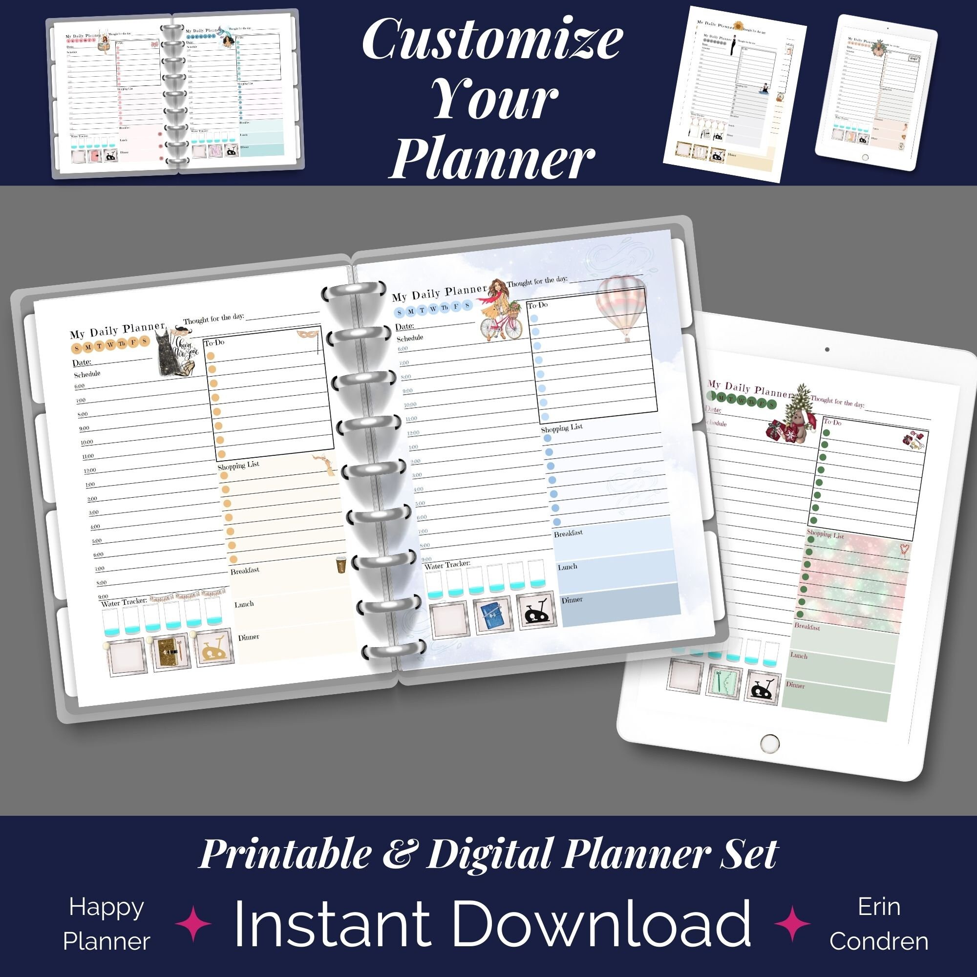 Monthly Themes Printable Daily Planner, Daily Schedule, Printable ...