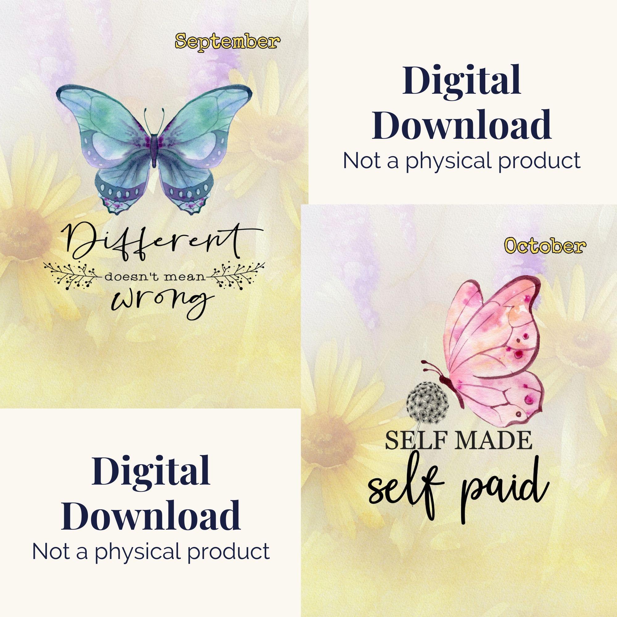 Butterfly Printable Planner Dividers, Monthly Dividers, Printable Cover ...